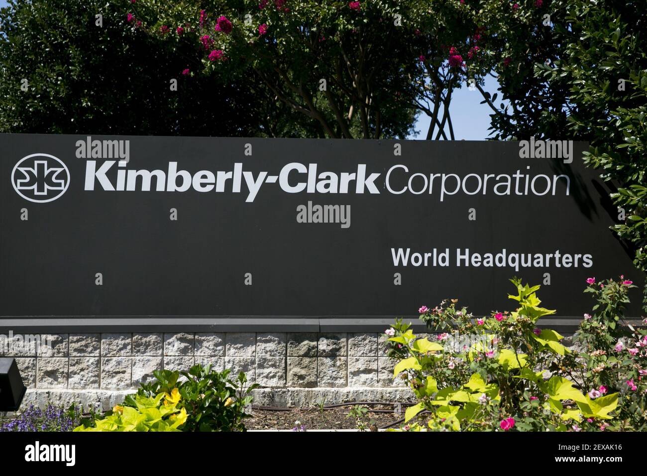 A logo sign outside of the headquarters of the Kimberly-Clark ...