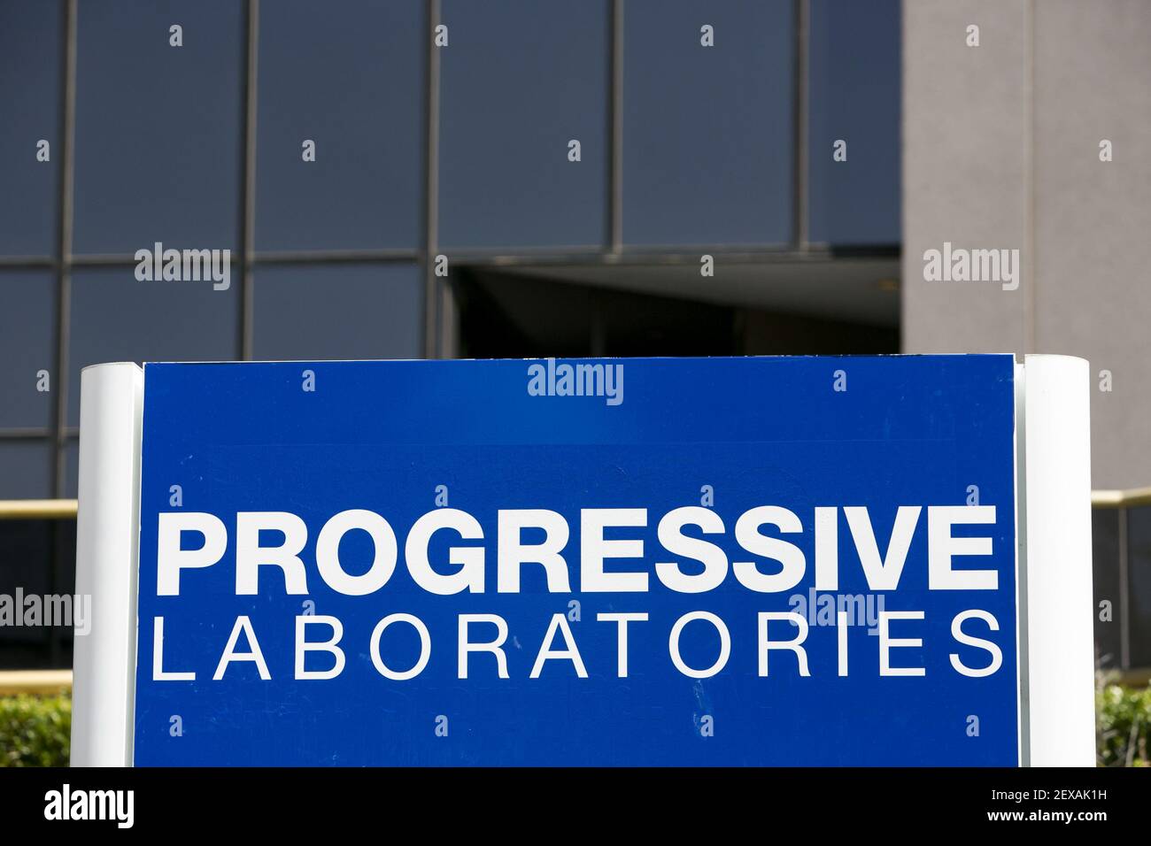 A logo sign outside the headquarters of Progressive Laboratories, Inc., in Irving, Texas on ...