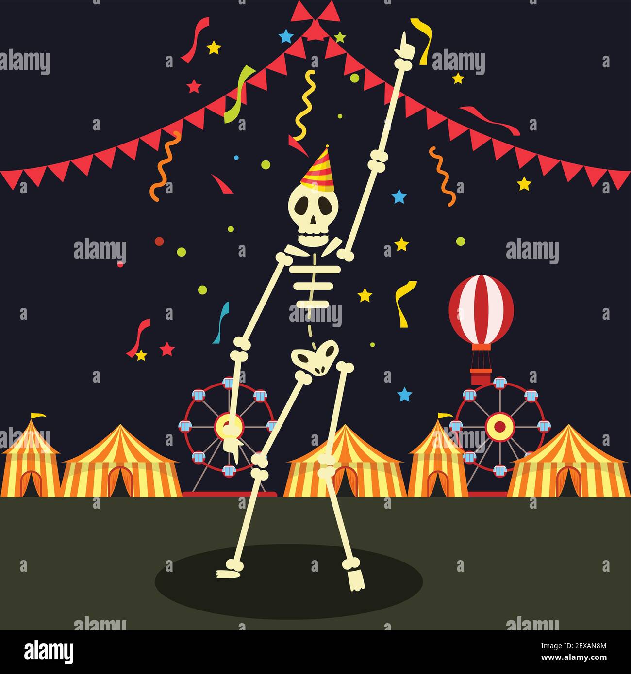 dancing skeleton on the move. vector illustration Stock Vector Image ...