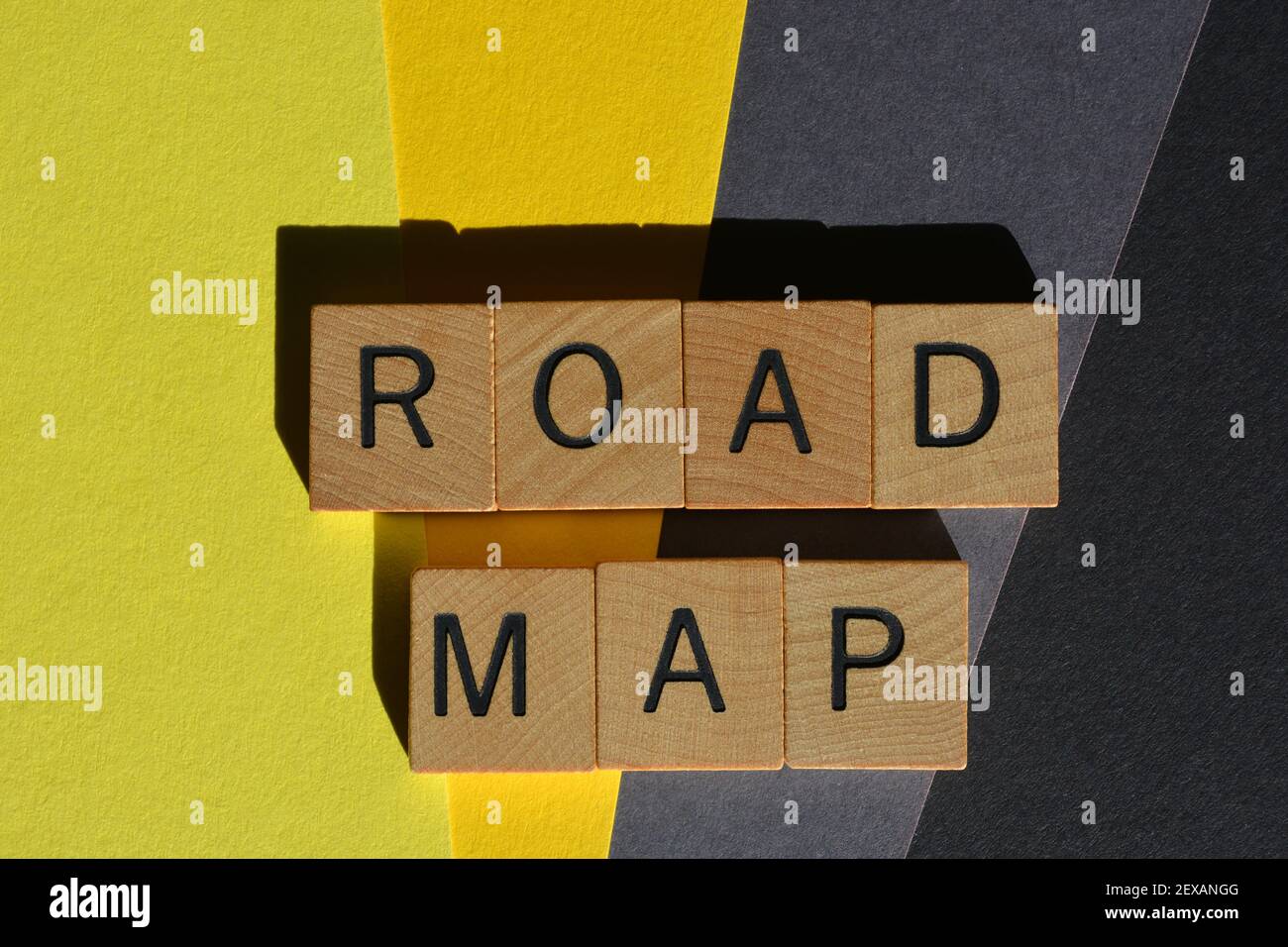 Road Map, words in wooden alphabet letters, used to express a plan of ...