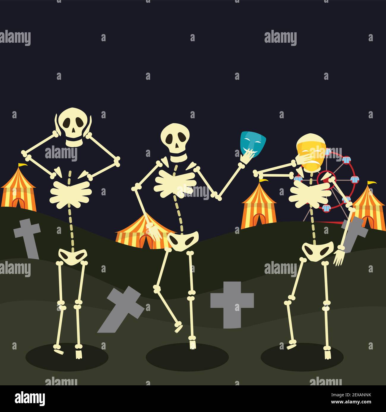dancing skeleton on the move. vector illustration Stock Vector Image ...