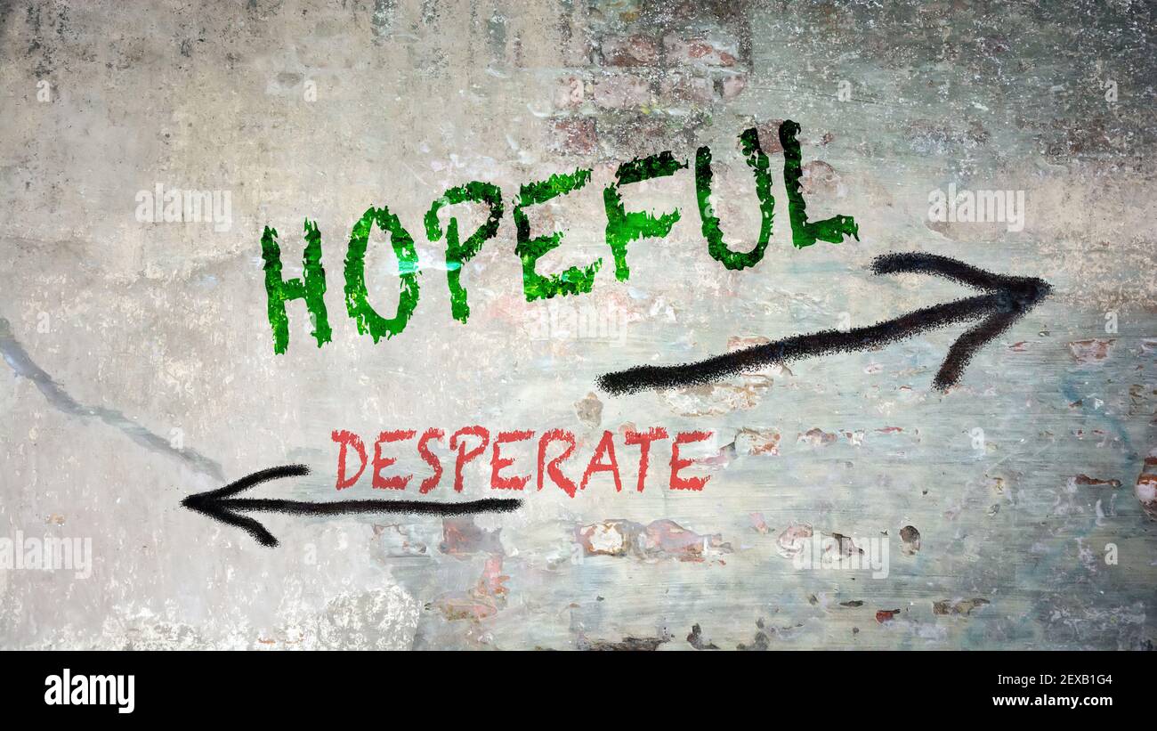 Street Sign the Direction Way to Hopeful versus Desperate Stock Photo ...