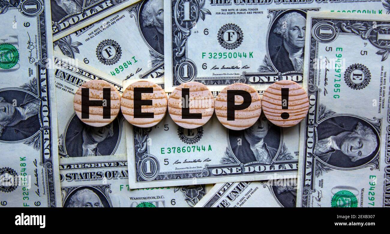 Support and help symbol. Wooden circles with the word 'help'. Business ...