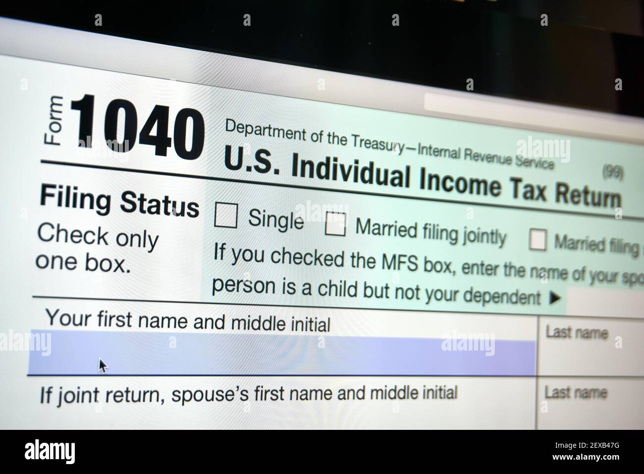 US 1040 Tax Form Stock Photo - Alamy
