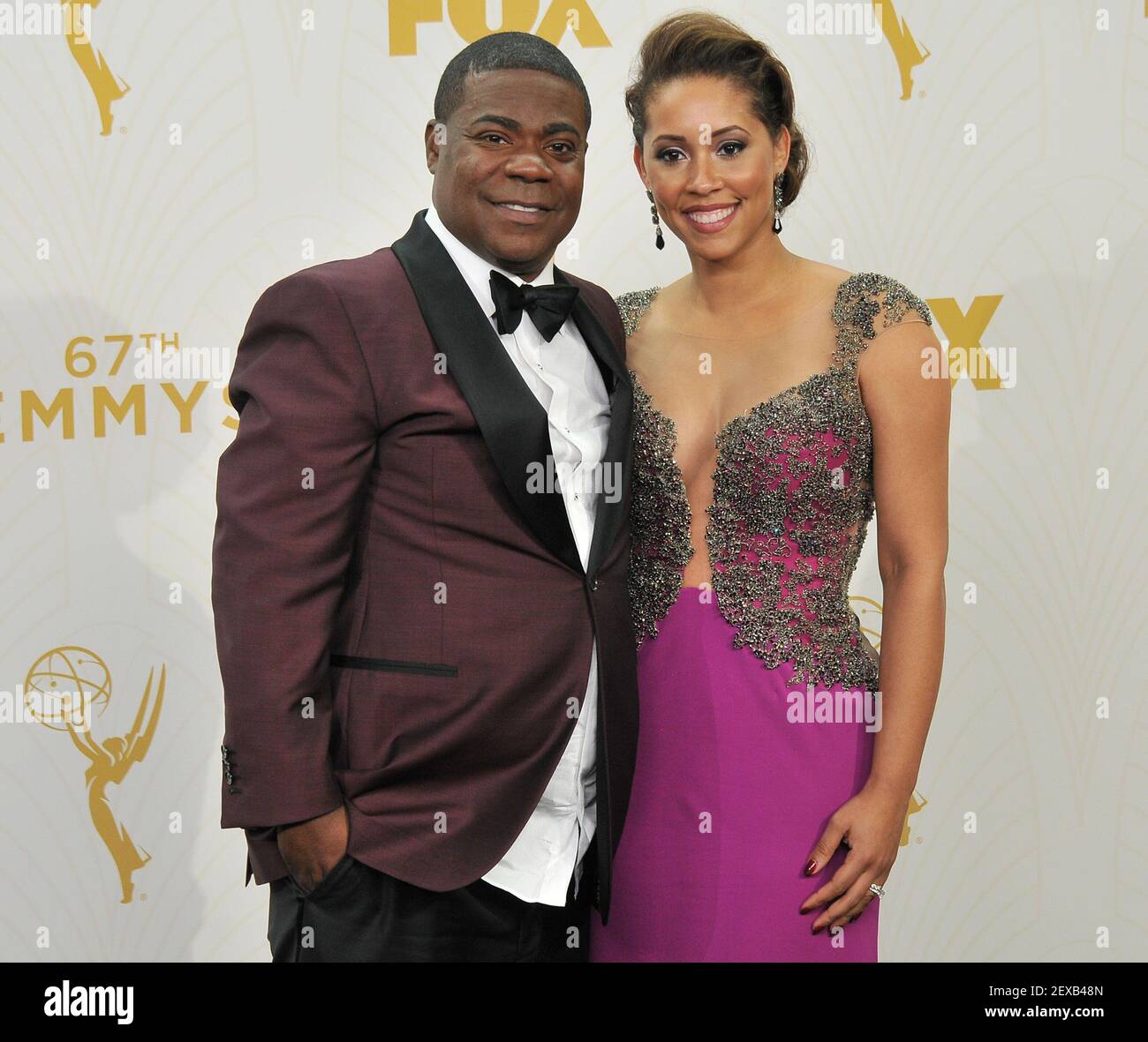 (L-R) Tracy Morgan and Wife Megan Wollover at the 67th Emmy Awards ...