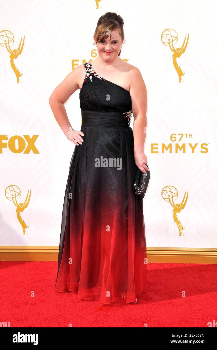 Jamie Brewer arrives at the 67th Emmy Awards held at Microsoft Theater ...