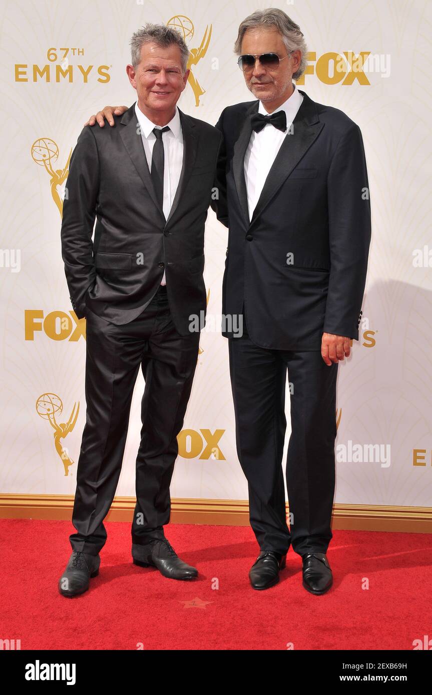 David Foster and Andrea Bocelli arrives at the 67th Emmy Awards held at ...
