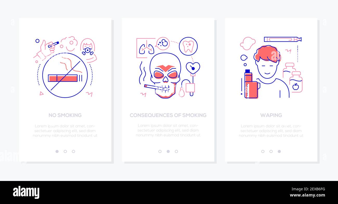 Quit smoking - line design style web banners with copy space for text ...