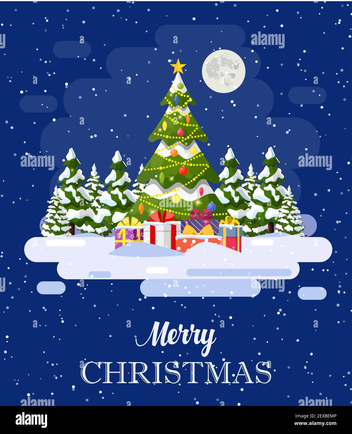 Christmas landscape background with snow and tree Stock Vector Image ...