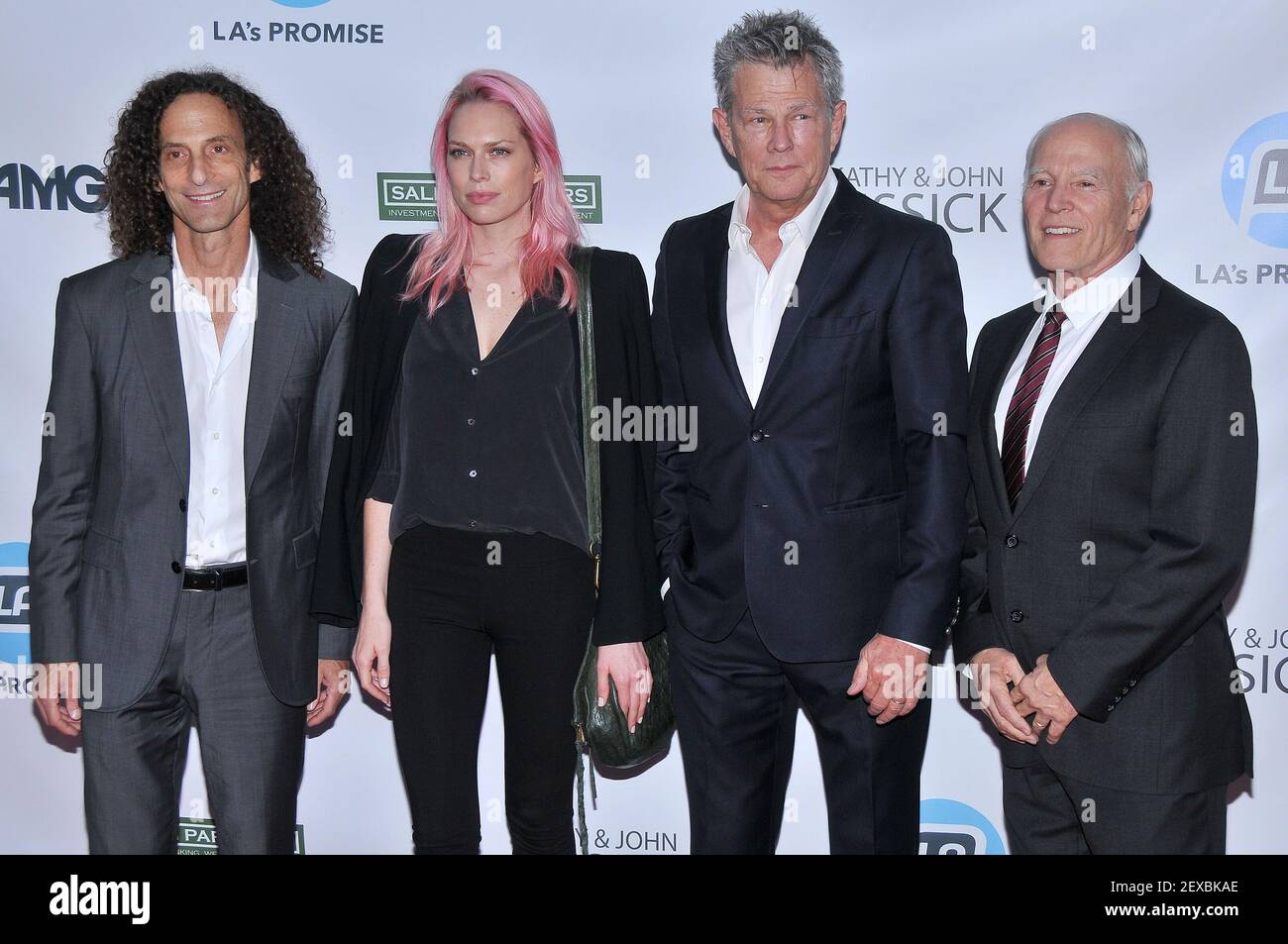 (L-R) Kenny G, Erin Foster, David Foster and Frank Marshall arrives at ...