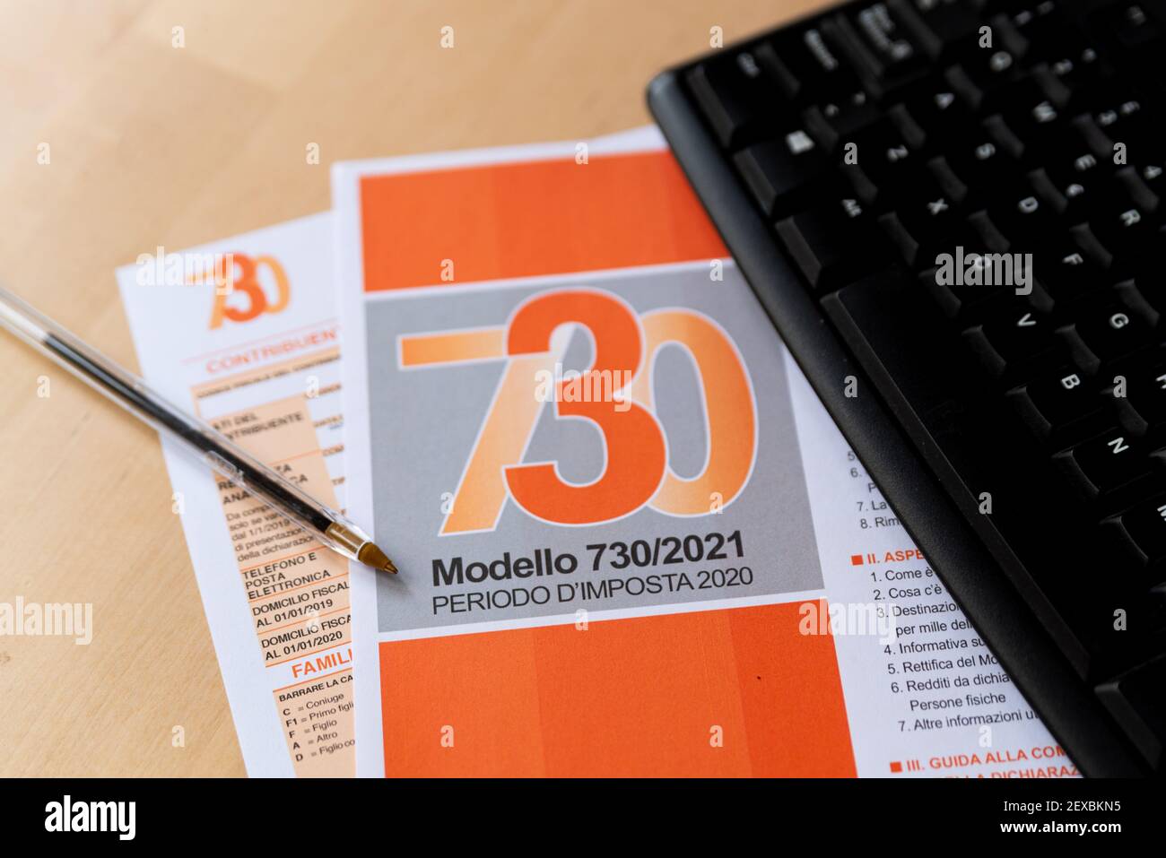 Rome, Italy - 2 march 2021: close up of "modello 730" tax declaration ...