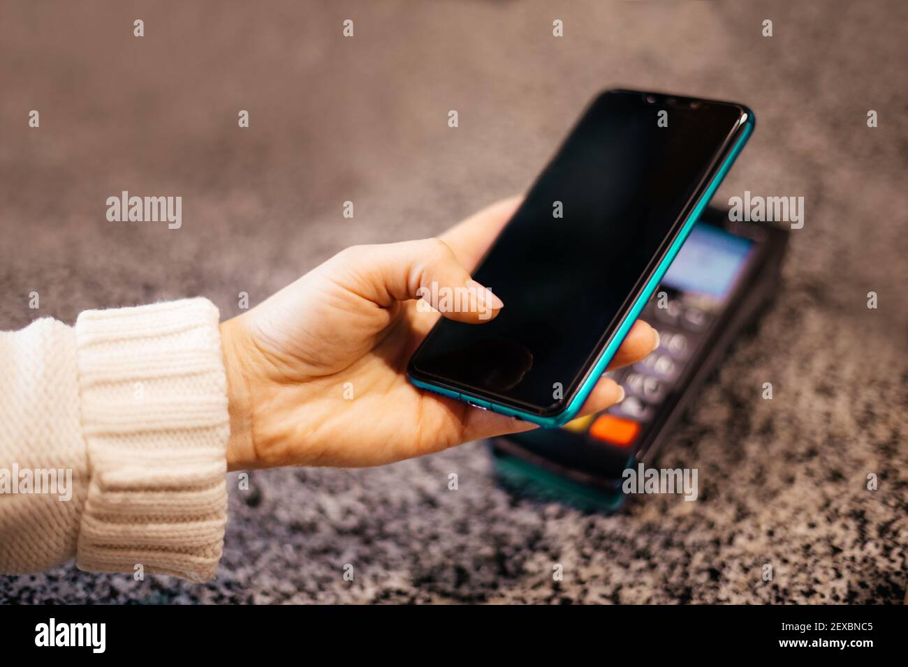 Easier way to use mobile payment then traditional Stock Photo - Alamy