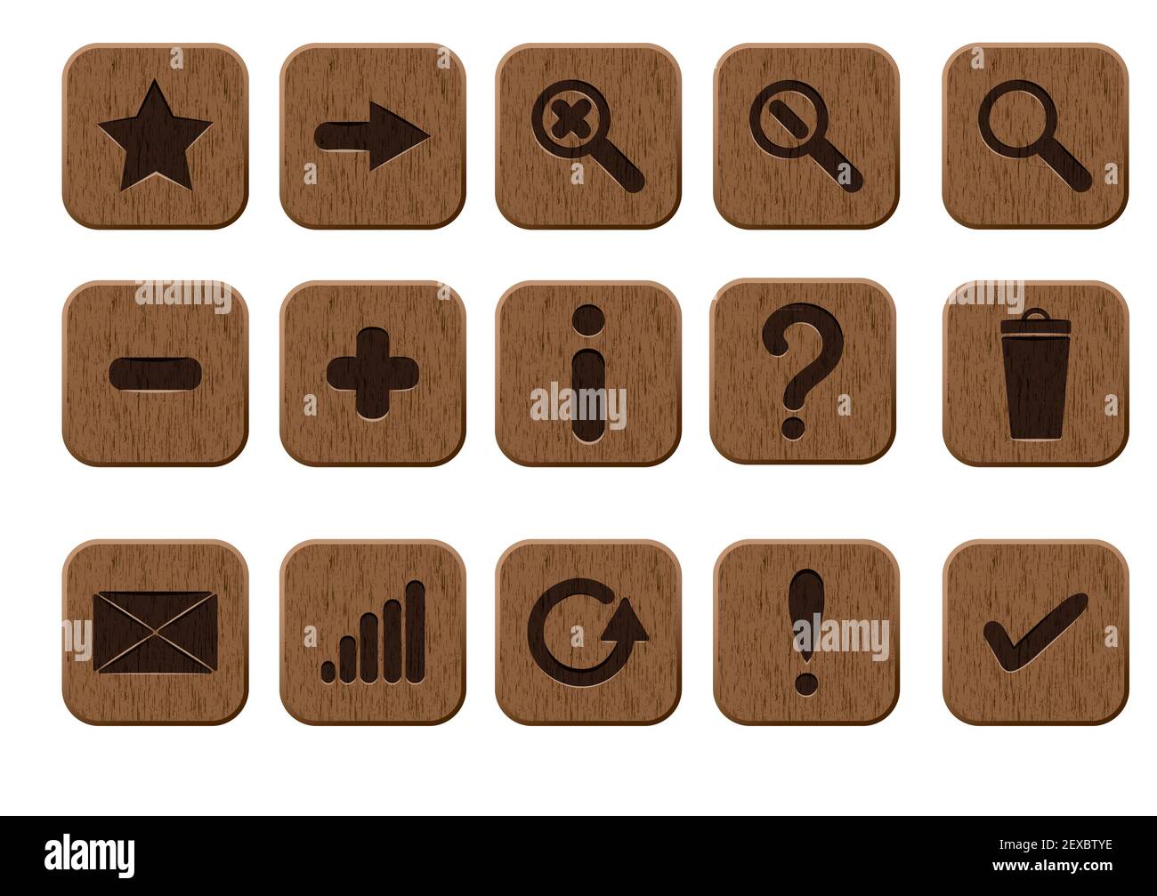 Wooden icons set Stock Photo - Alamy