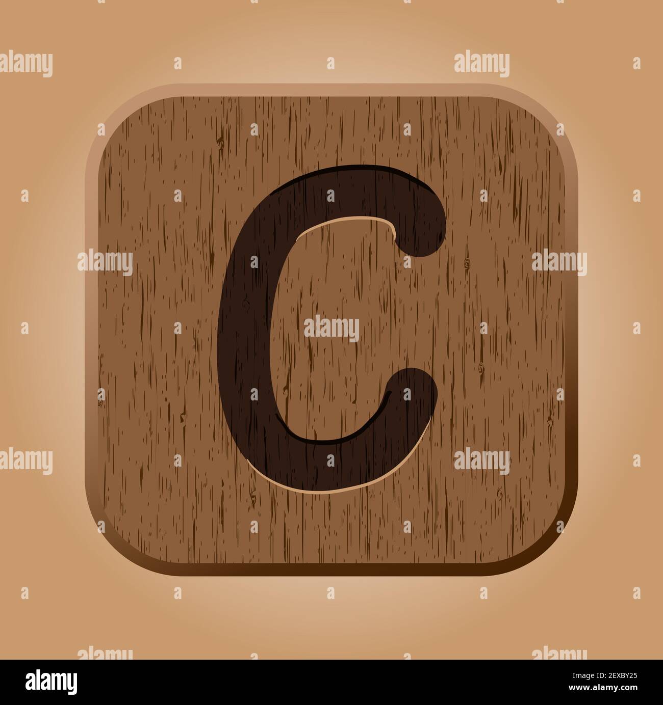 Hand drawn wooden letter C Stock Photo - Alamy
