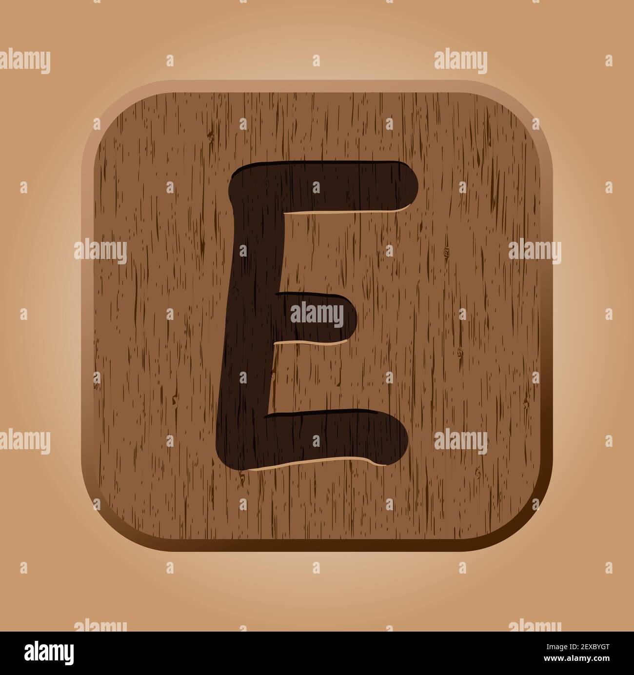 Hand drawn wooden letter E Stock Photo - Alamy