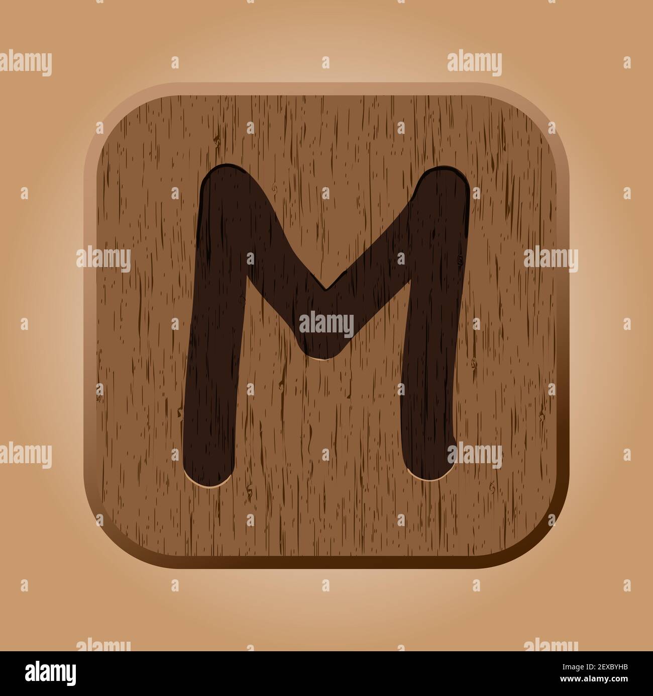 Hand drawn wooden letter M Stock Photo - Alamy