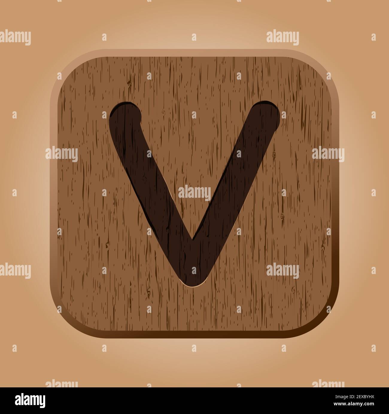 Hand drawn wooden letter V Stock Photo - Alamy