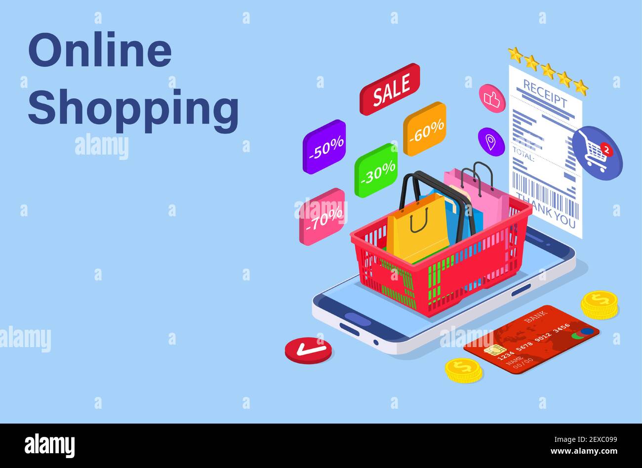 3d online shopping background Stock Vector Images - Alamy