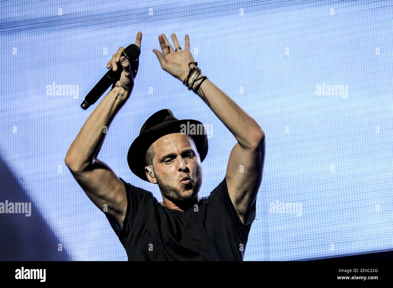 ONEREPUBLIC performs a live concert on stage at Rock in Rio 2015 in Rio ...