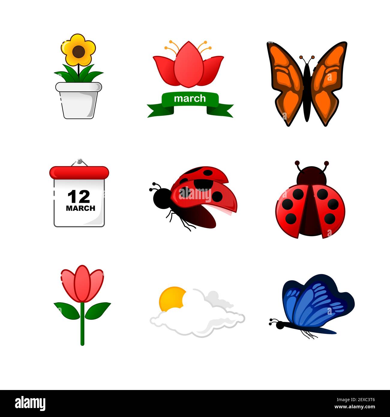 spring icon set vector Stock Vector Image & Art - Alamy