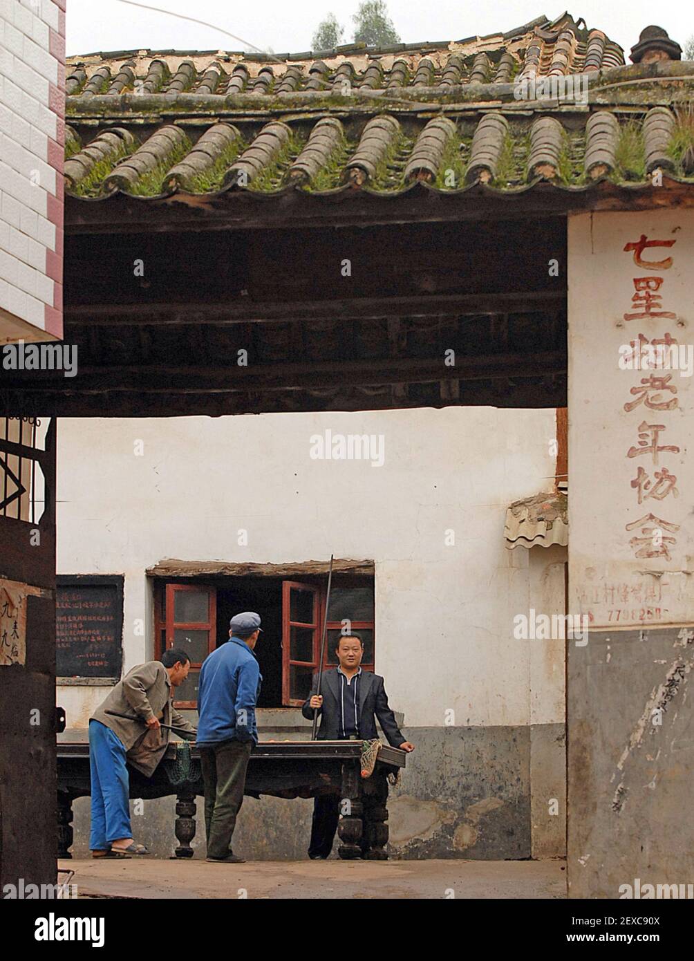 POOL HALL IN THE VILLAGE OF QIXIN CUN NEAR KUNMING, CHINA PIC MIKE ...