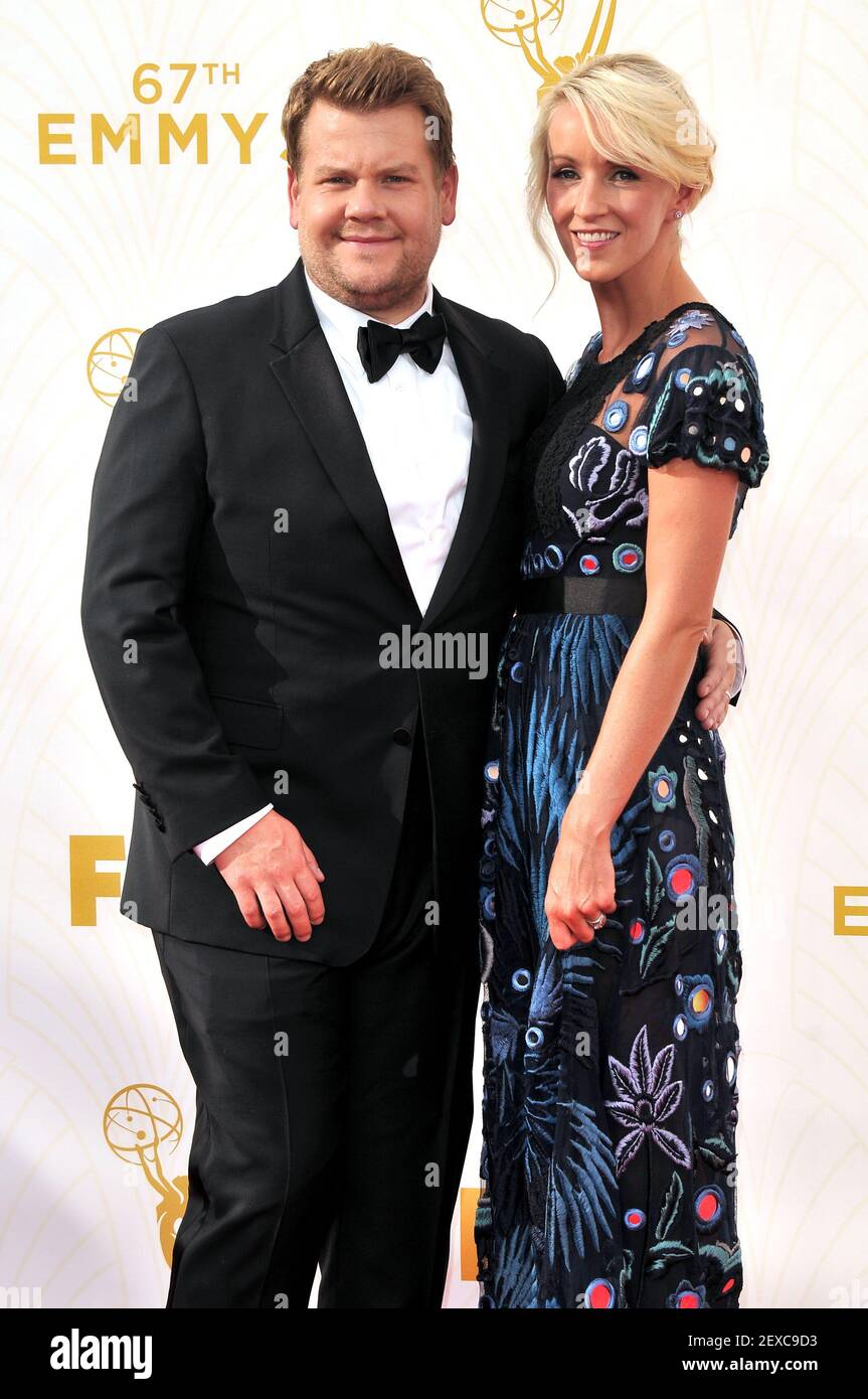 James Cordon and Julia Carey arrives at the 67th Emmy Awards held at ...