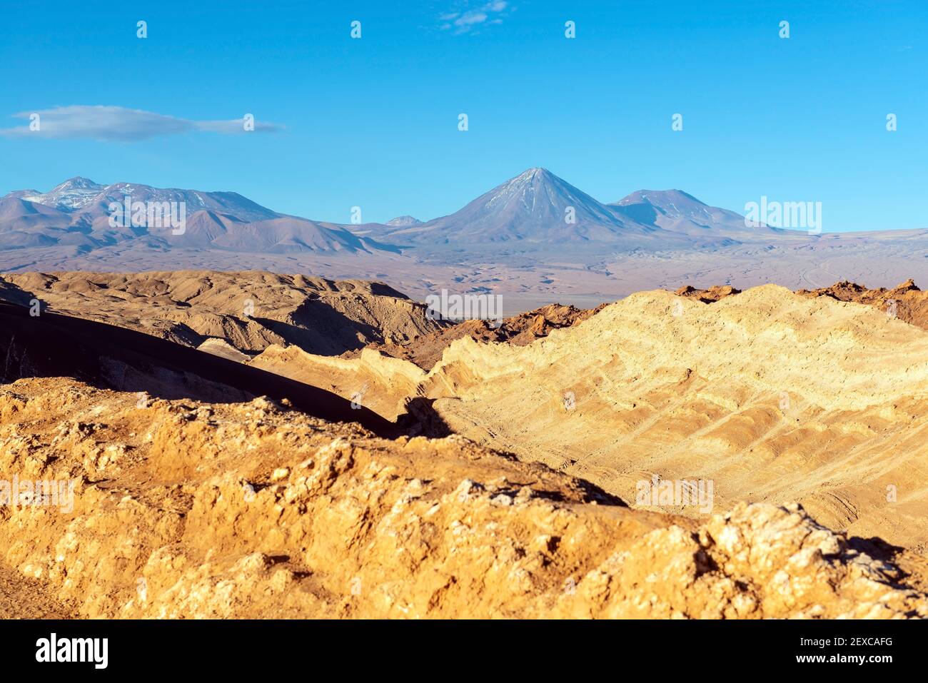 Atacama desert and Licancabur volcano at sunset, Chile Stock Photo - Alamy