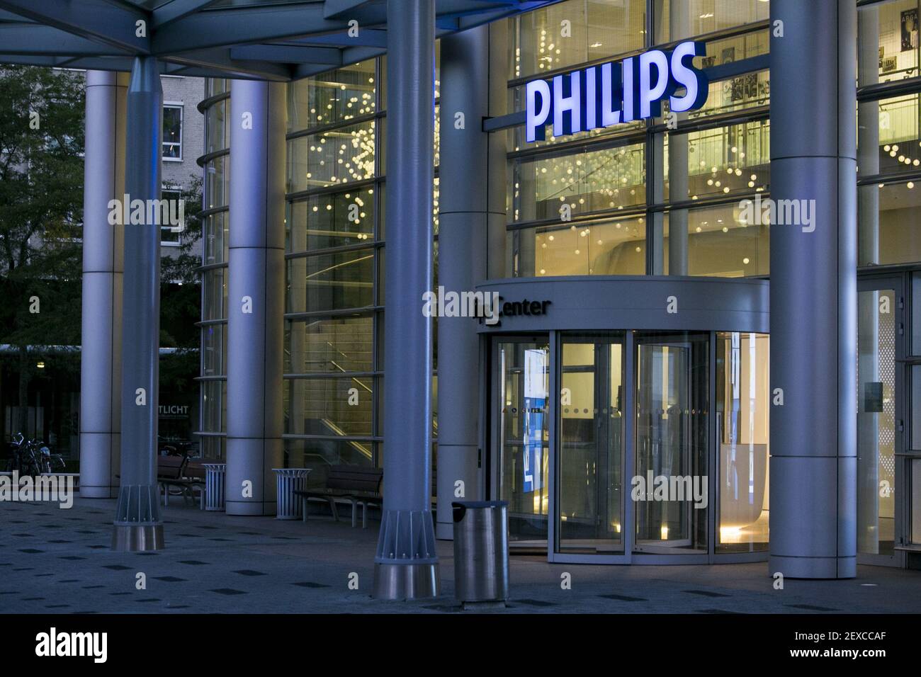 A logo sign outside of the headquarters of Koninklijke Philips N.V. in ...