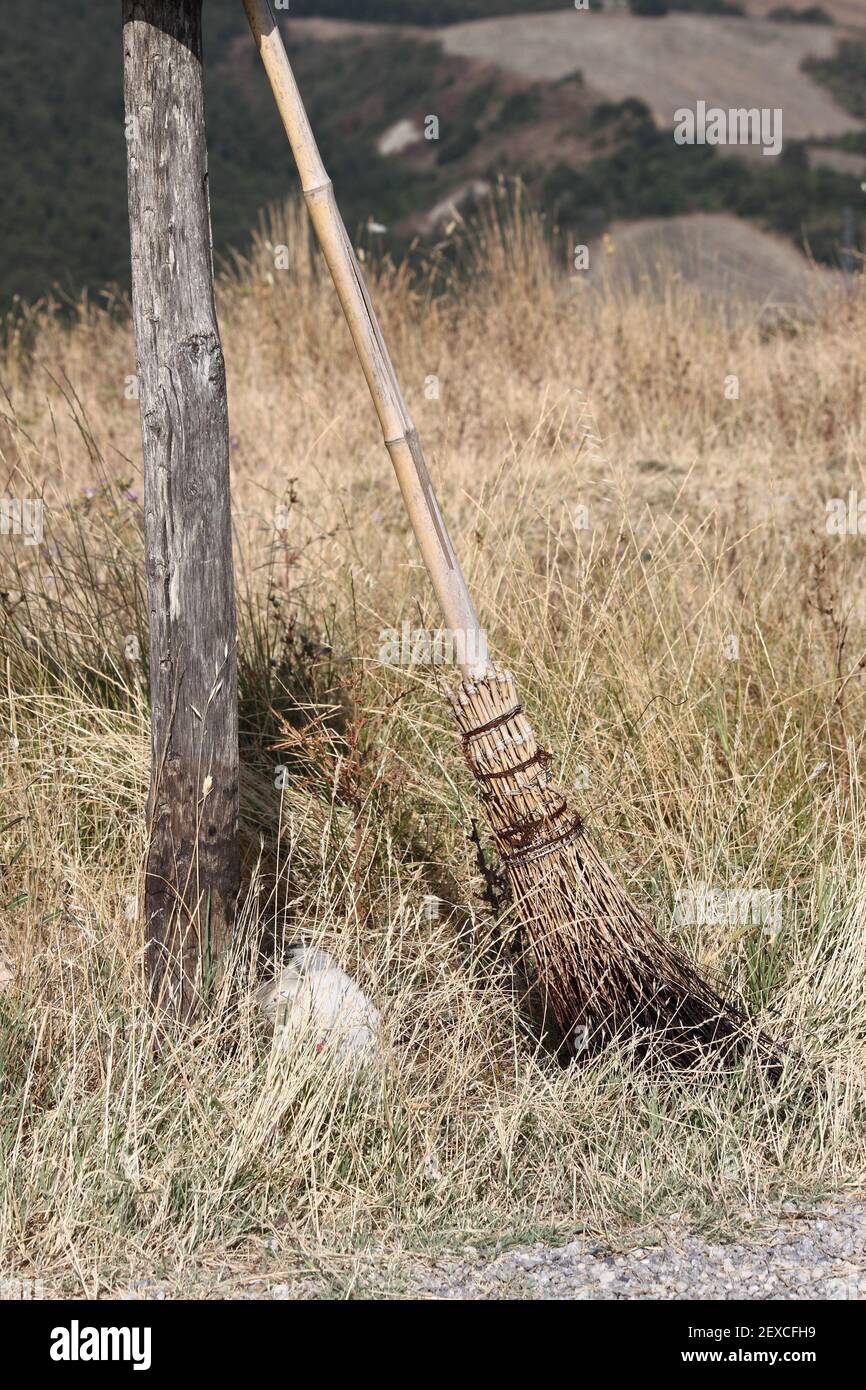 Old broom for street cleaning Stock Photo - Alamy