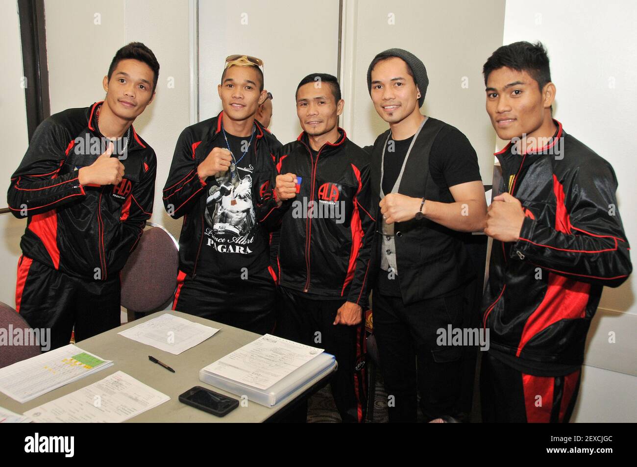 (L-R) Boxers Jason "El Nino" Pagara, "Prince" Albert Pagara, Donnie ...