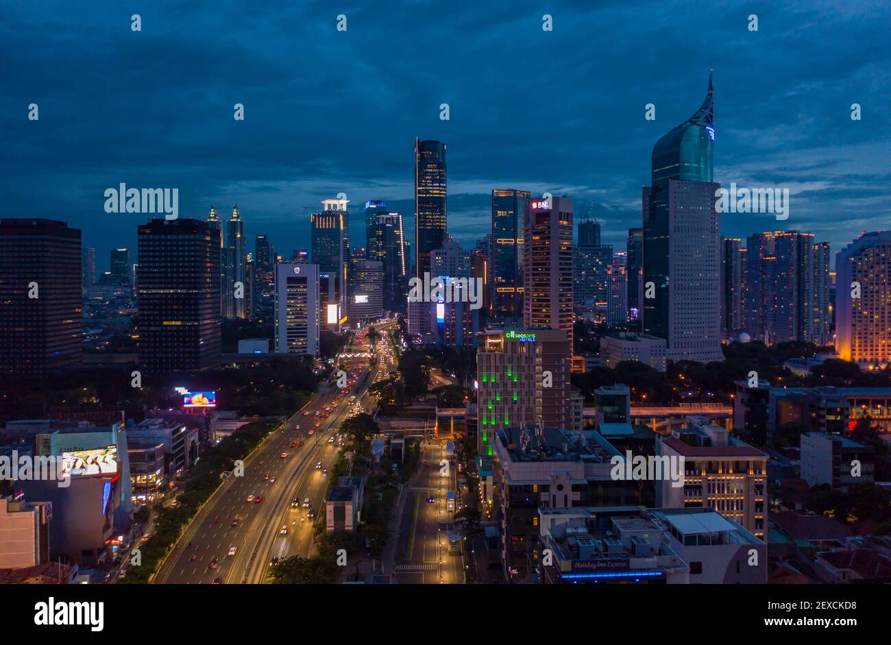 Aerial shot large highway night hi-res stock photography and images - Alamy
