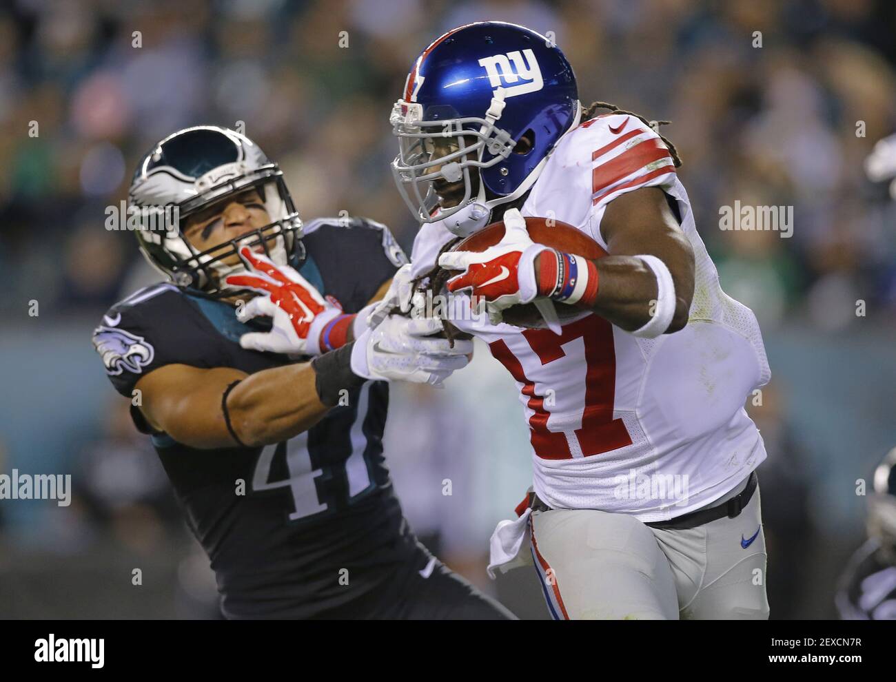 New York Giants punt returner Dwayne Harris stiff arms Philadelphia ...