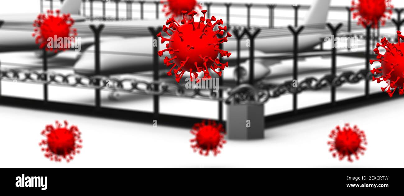Conceptual travel ban on flying from lockdown due to corona virus ...
