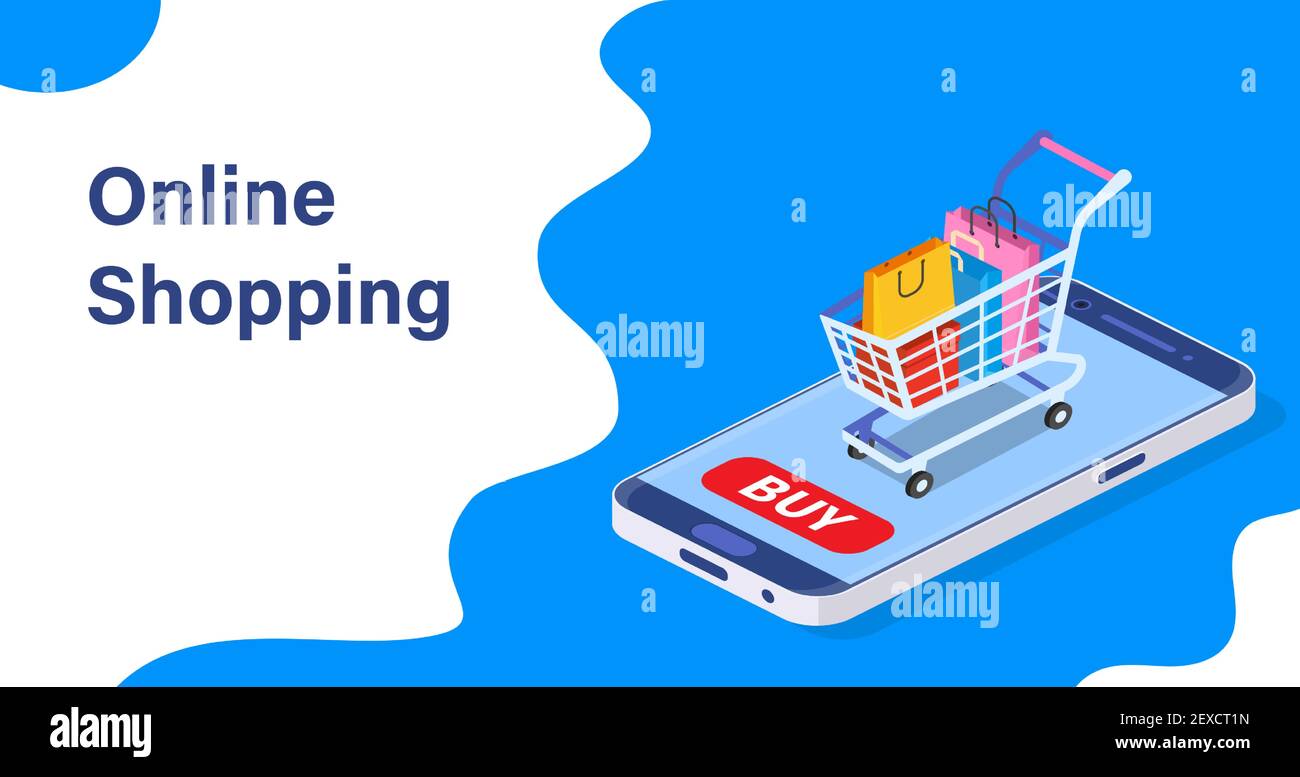 Isometric Smart phone online shopping concept Stock Vector Image & Art ...