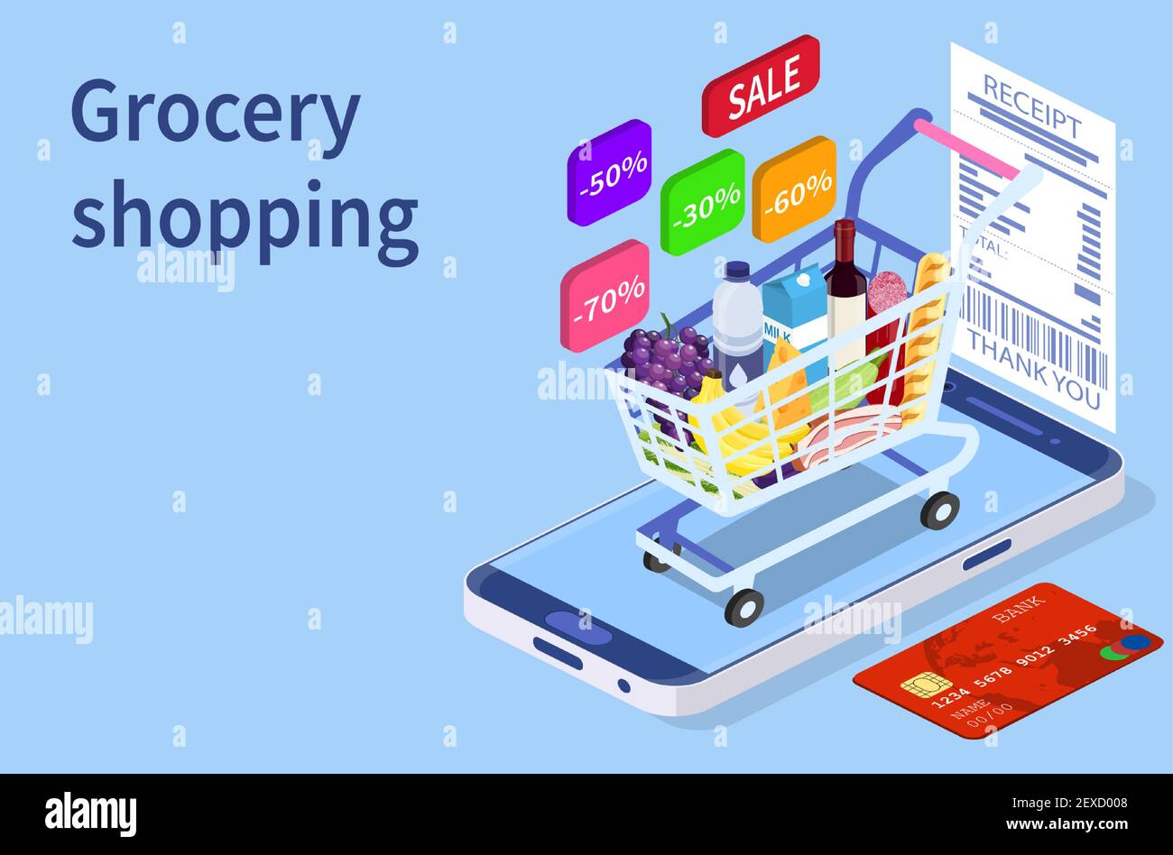 Online Grocery shopping concept Stock Vector Image & Art - Alamy