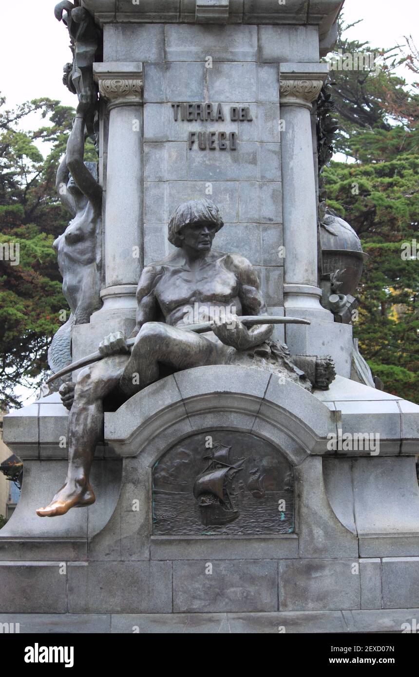 Monument to Fernando de Magallanes in Punta Arenas, Chile Stock Photo ...