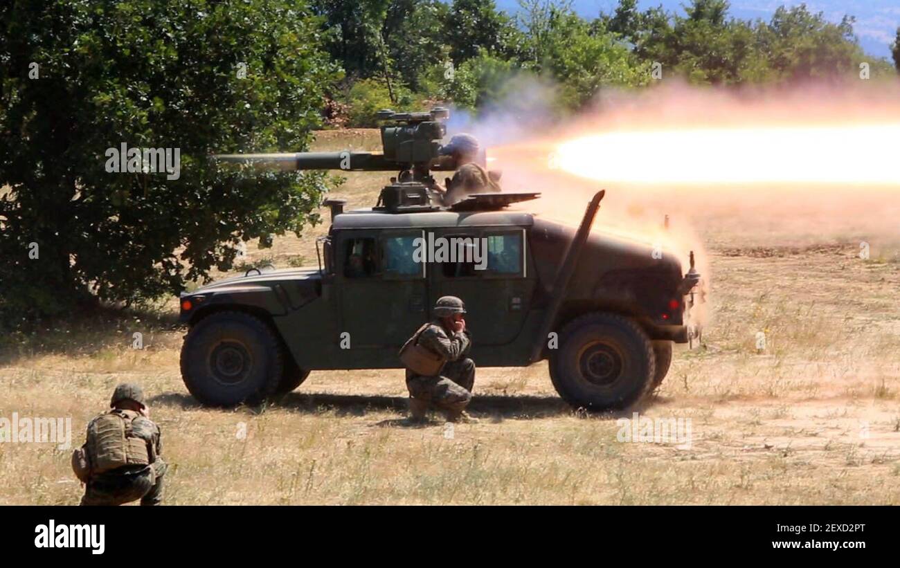 U.S. Marine Lance Cpl. Gordon Kwei, anti-tank missile man with Weapons ...