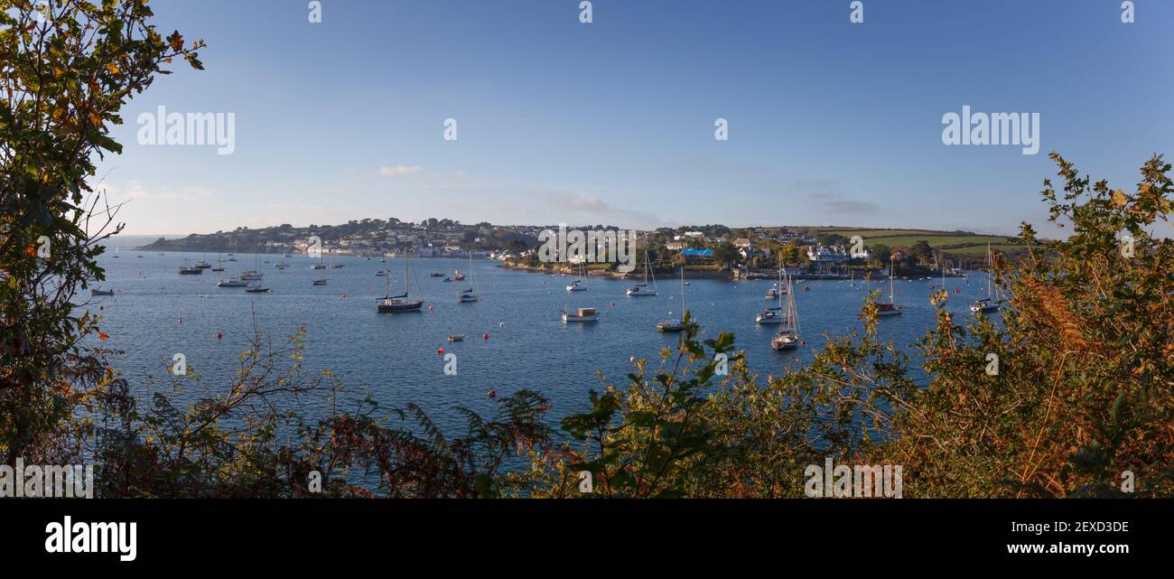 Panorama view of St.Mawes and Percuil river, Cornwall, England, UK ...