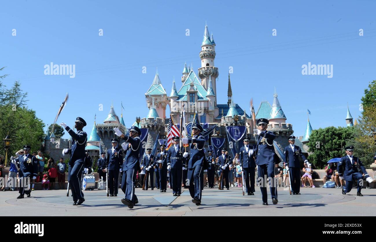 The U.S. Air Force Honor Guard performs at Disneyland in Anaheim, Calif ...