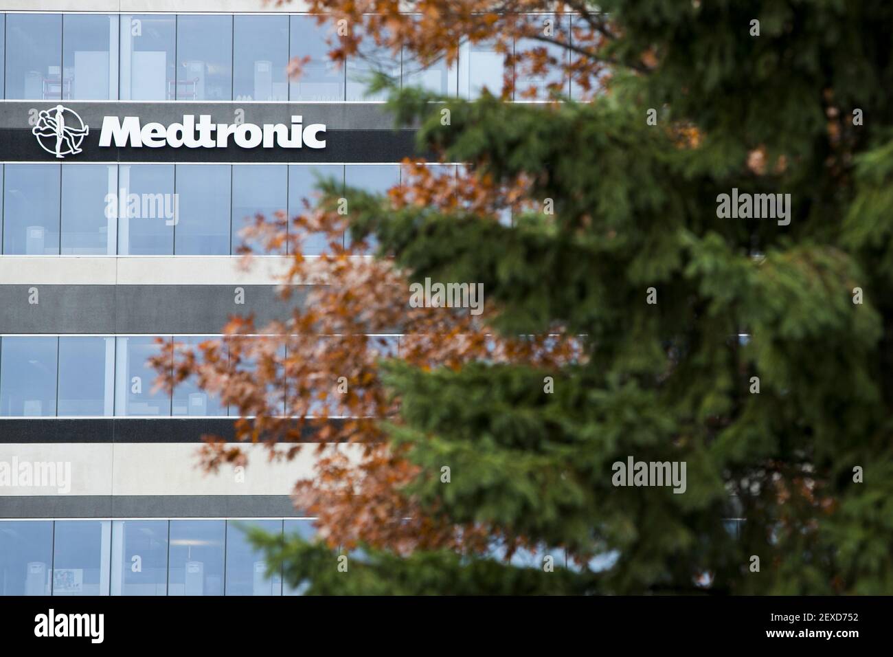 A logo sign outside of a facility occupied by Medtronic in Minneapolis ...
