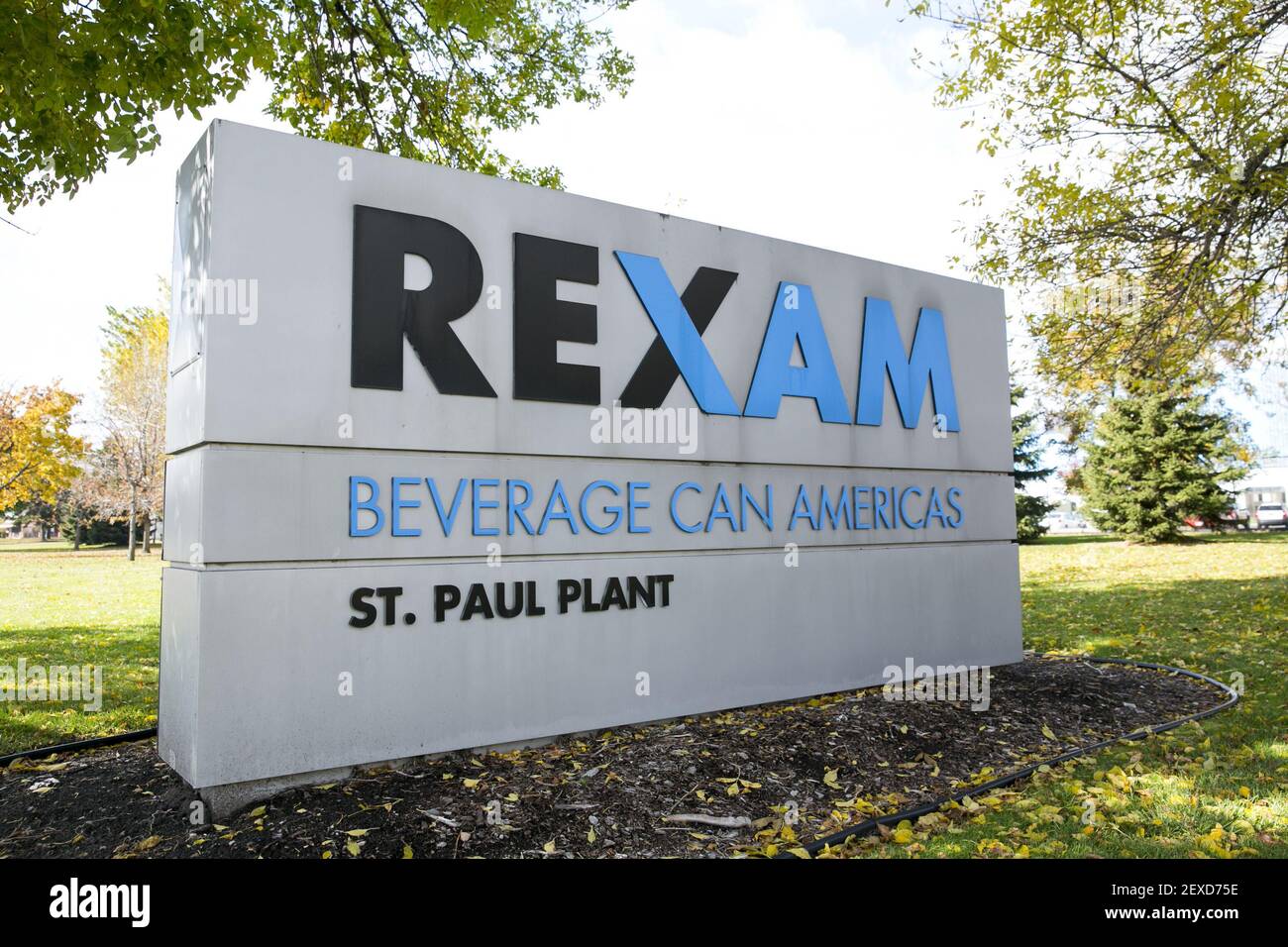 A logo sign outside of a facility occupied by Rexam Beverage Can in St ...