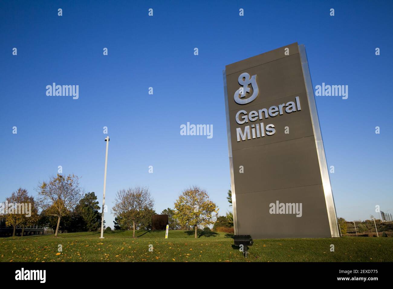 A logo sign outside of the headquarters of General Mills, Inc., in ...