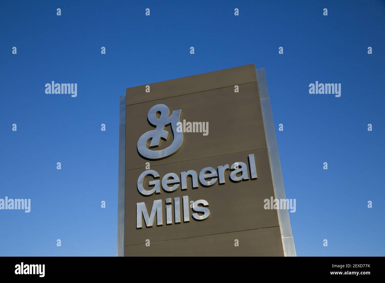 A logo sign outside of the headquarters of General Mills, Inc., in ...