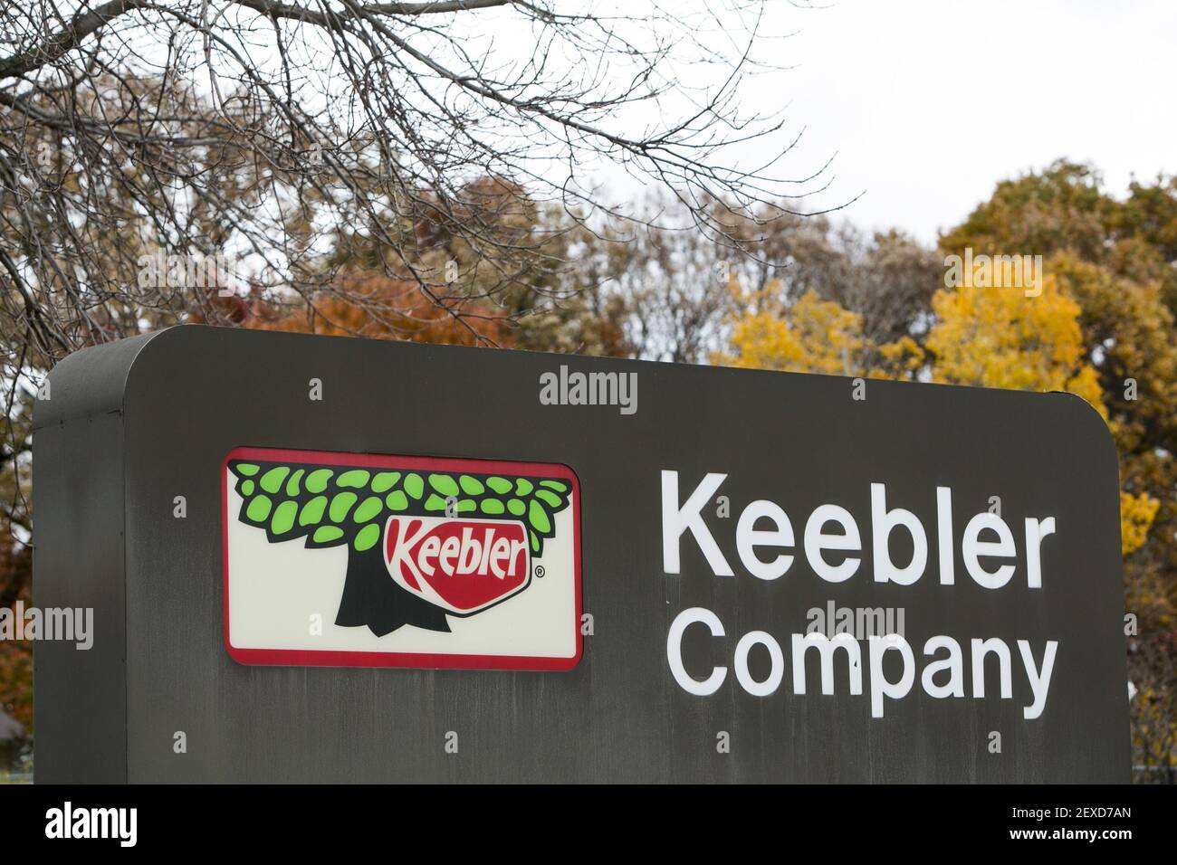 A logo sign outside of a facility occupied by the Keebler Company in St ...