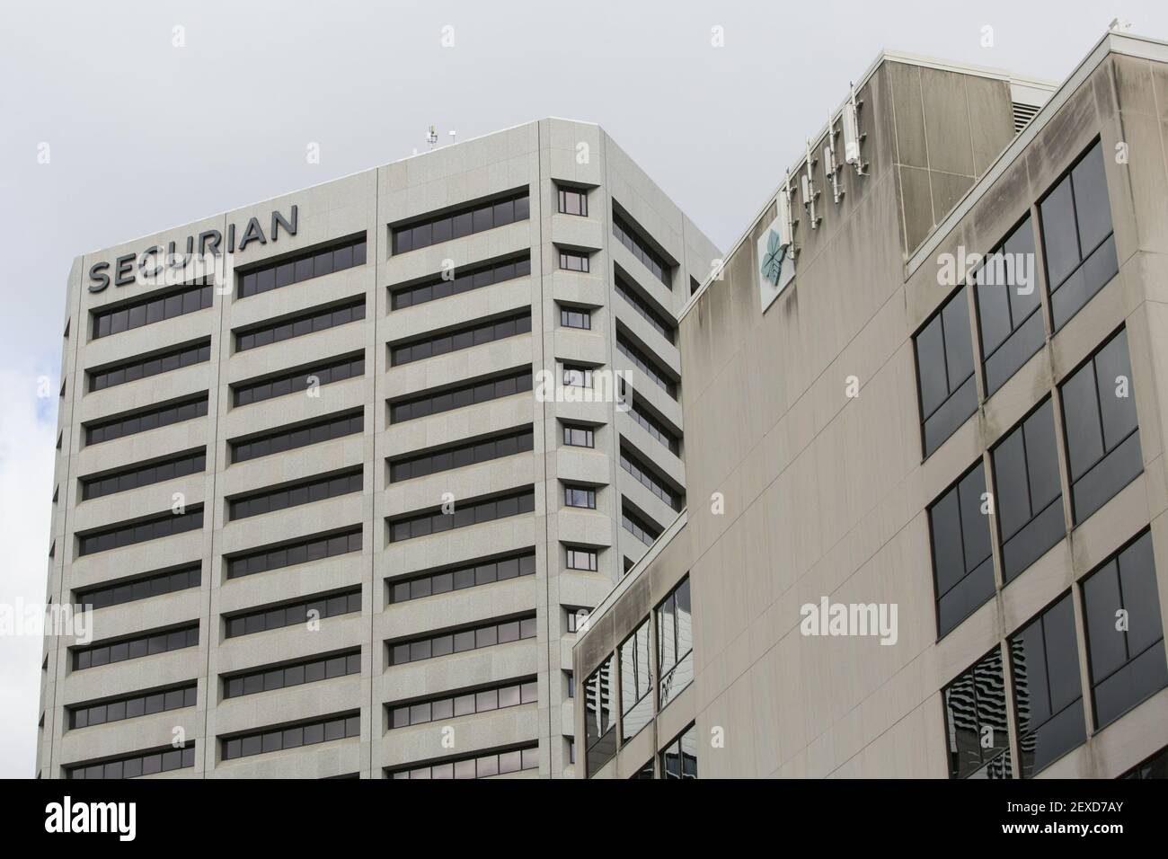 A logo sign outside of the headquarters of Securian Financial Group ...