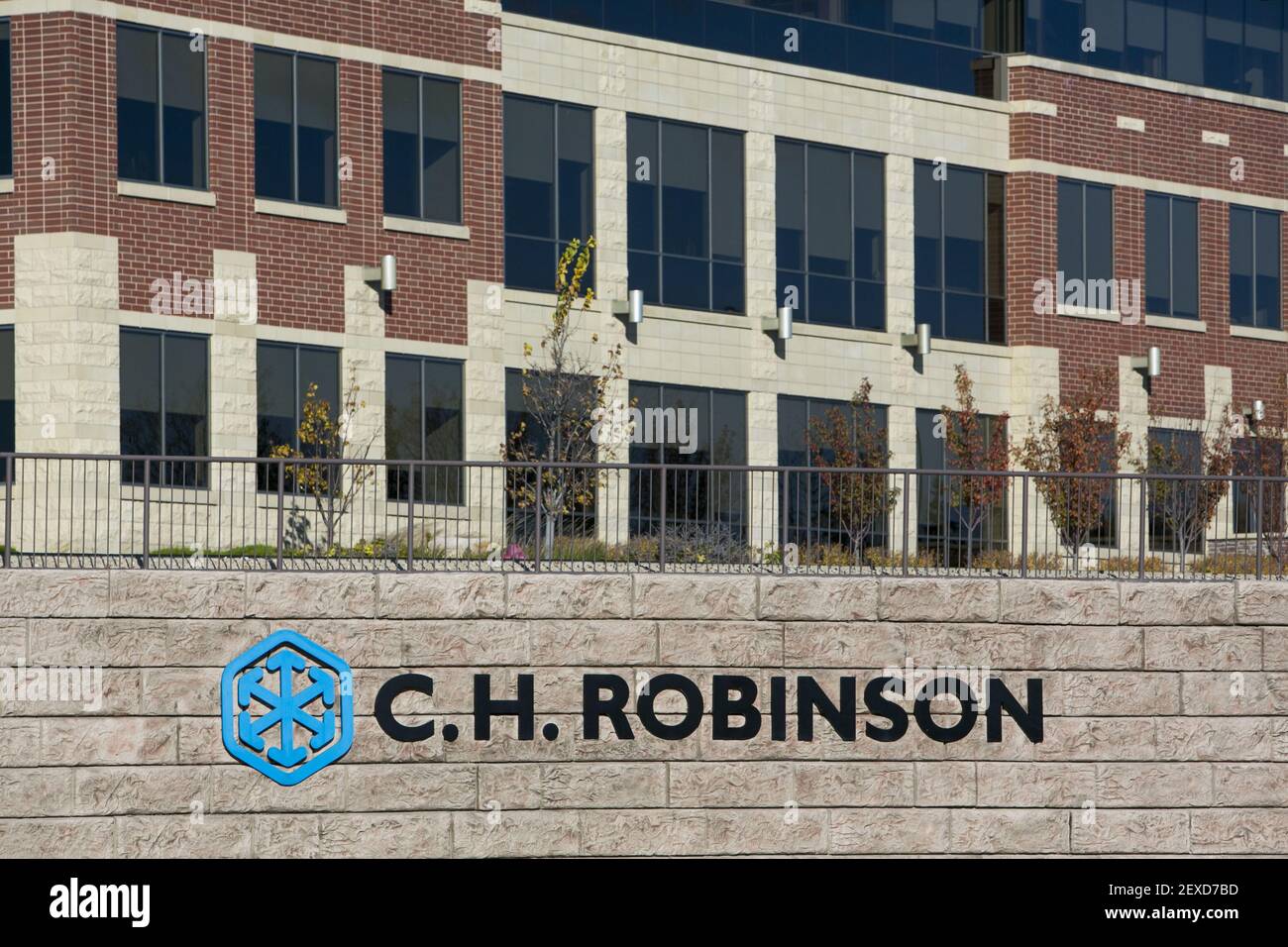 A logo sign outside of the headquarters of C.H. Robinson in Eden ...