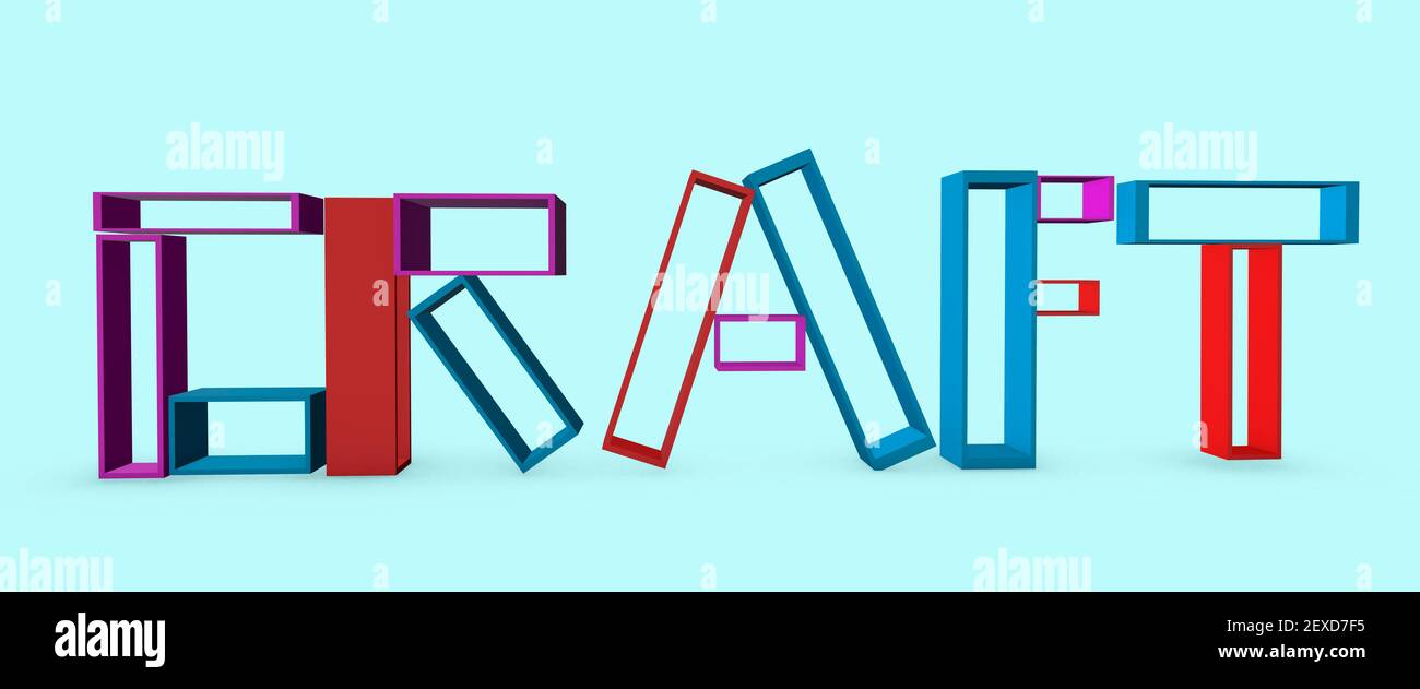 Colourful blocks placed on top of each other to create the word craft ...