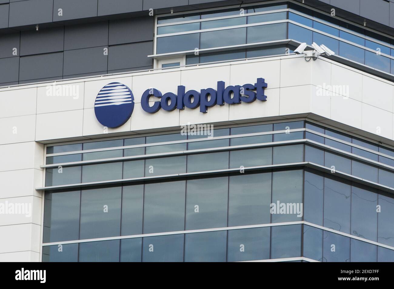 A logo sign outside of the United States headquarters of Coloplast in ...