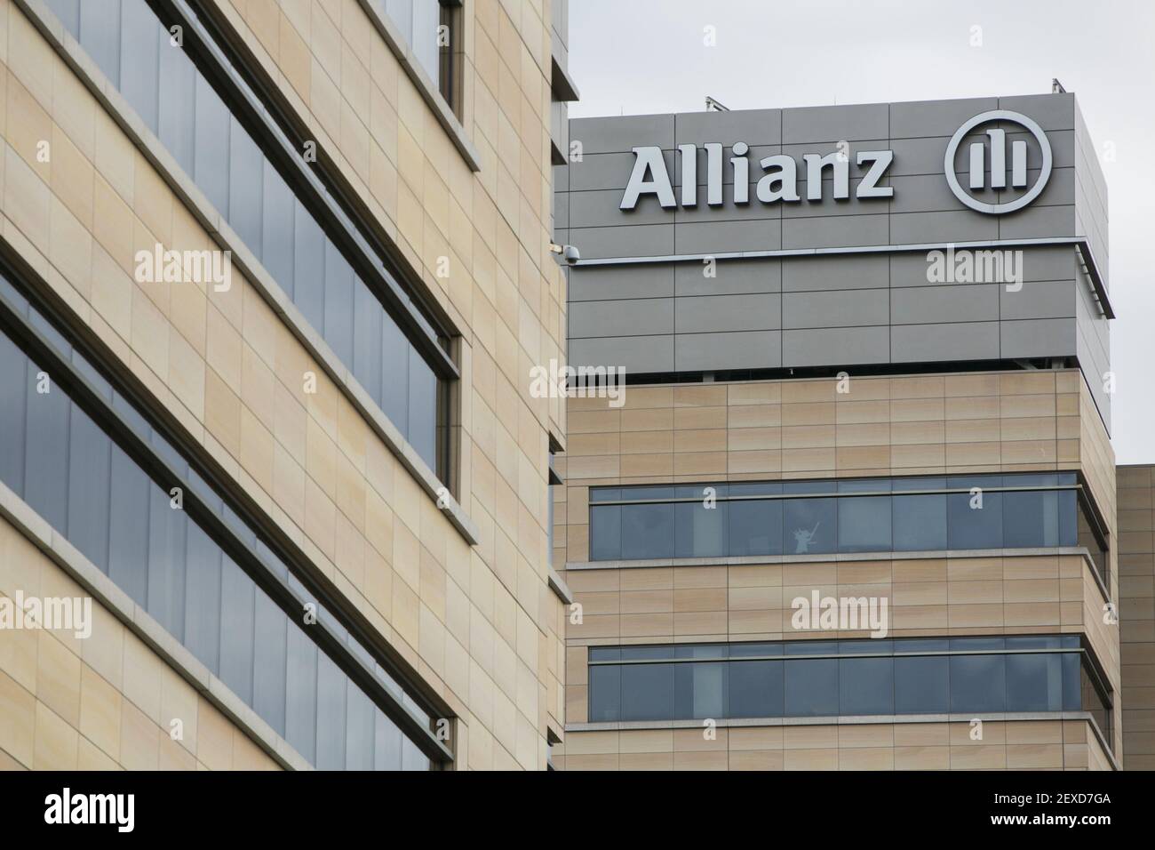 A logo sign outside of the headquarters of the Allianz Life Insurance ...