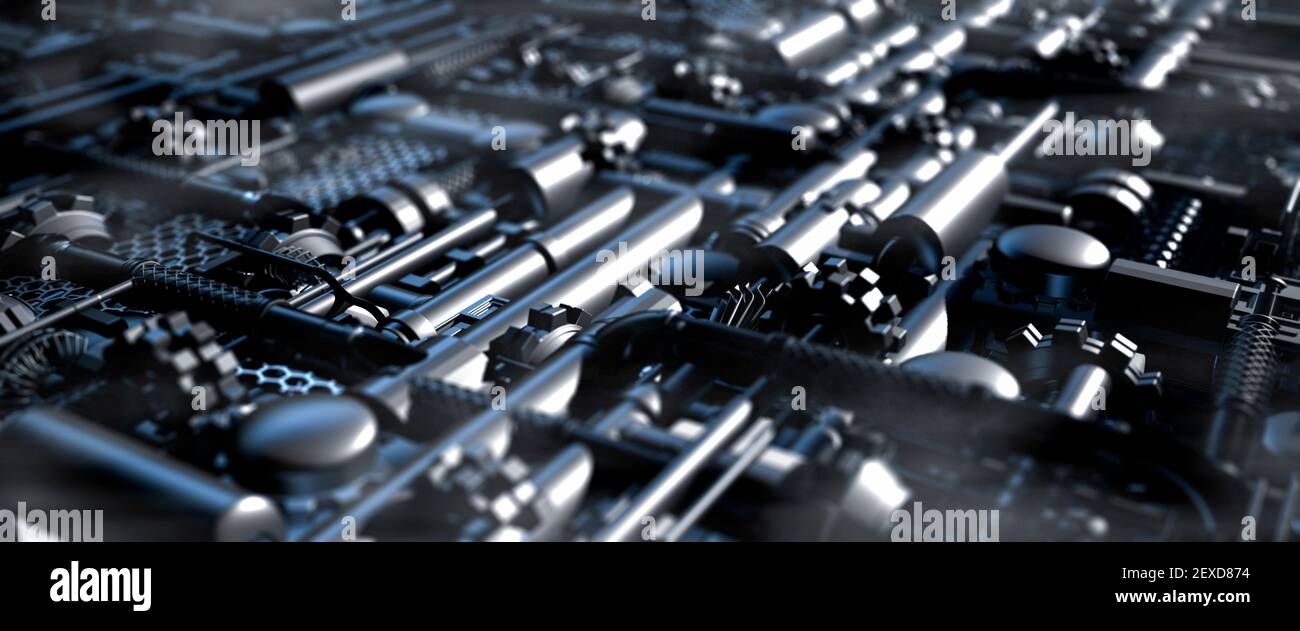 Industrial machinery made from pipes and gears in a science fiction ...